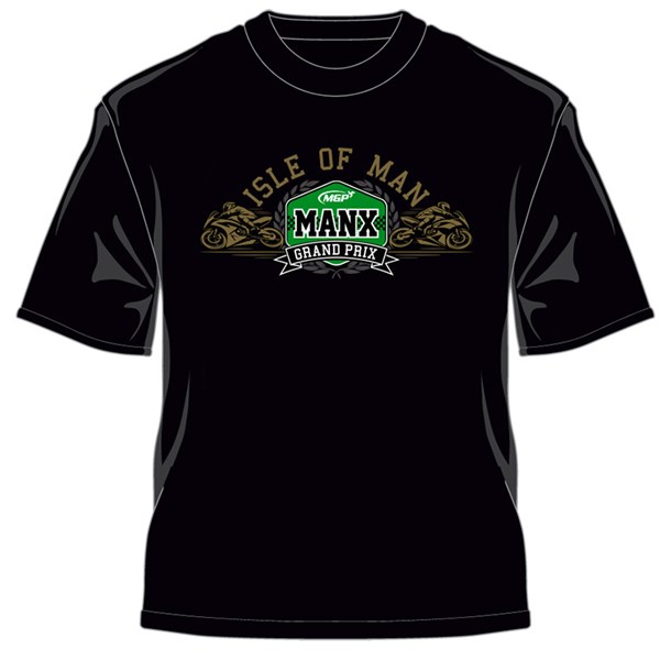 Manx Grand Prix Gold Bikes T-Shirt Black : Isle of Man TT Shop
