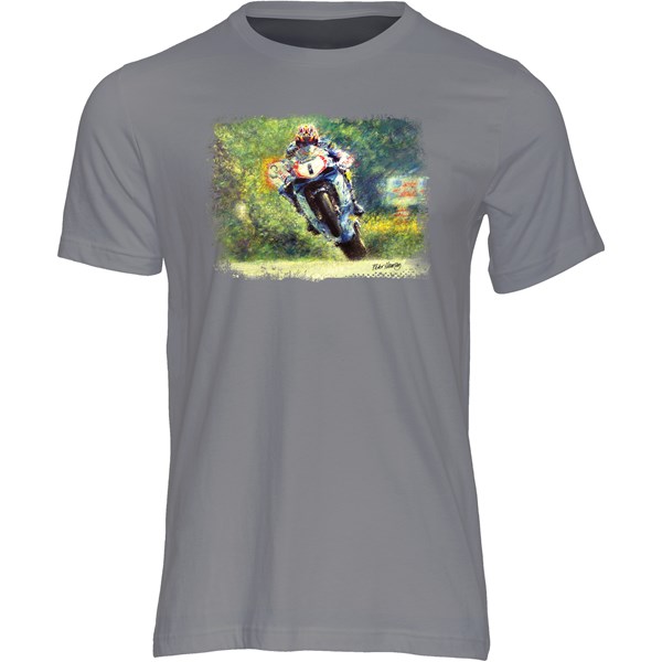 David Jefferies Art Print T-shirt Charcoal : Isle of Man TT Shop
